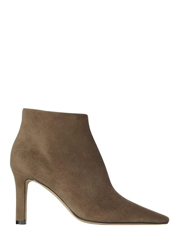 THE ROW Carla 80 Suede Boots - Dark Taupe