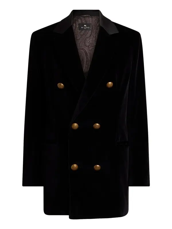 Etro Double-breasted Velvet Jacket - Black