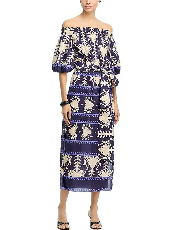 Johanna Ortiz Harbor Midi Dress - Navy/ecru