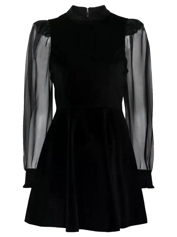 Alice + Olivia Paulette Mock-neck Puff-sleeve Dress - Black