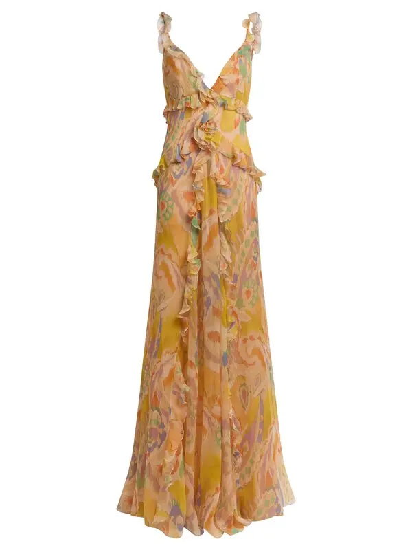 Etro Printed Silk Maxi Dress - Multi