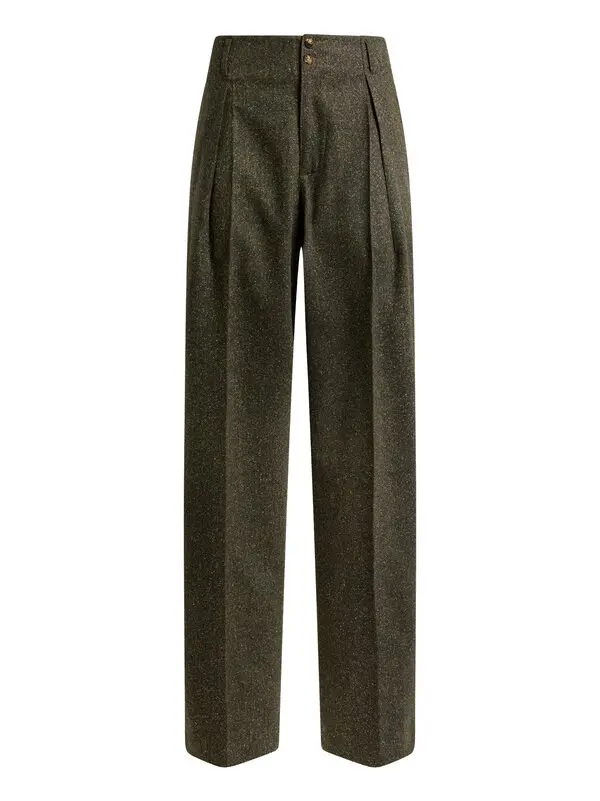 Etro Mid-rise Straight-leg Wool-blend Pants - Olive