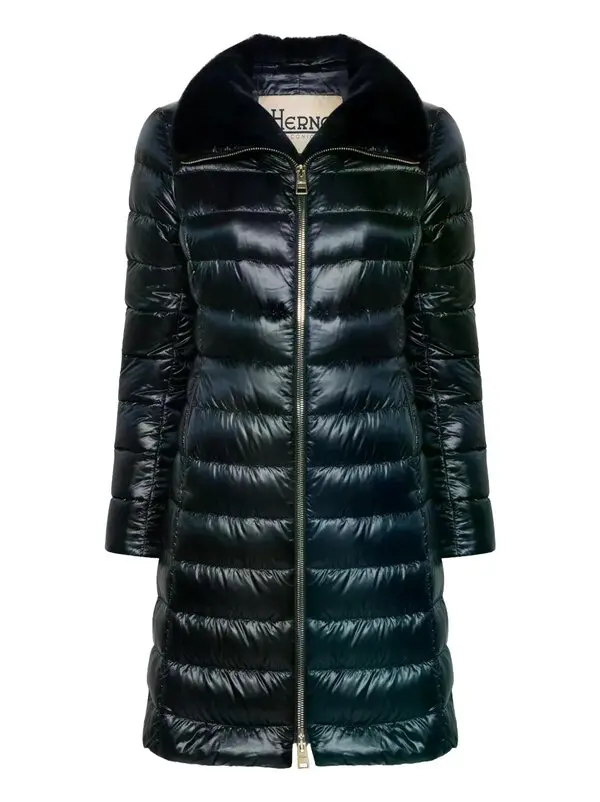 Herno Padded Coat With Faux-fur Collar - Blue