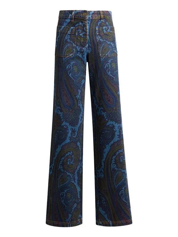 Etro Paisley Denim Wide-leg Jeans - Medium Wash