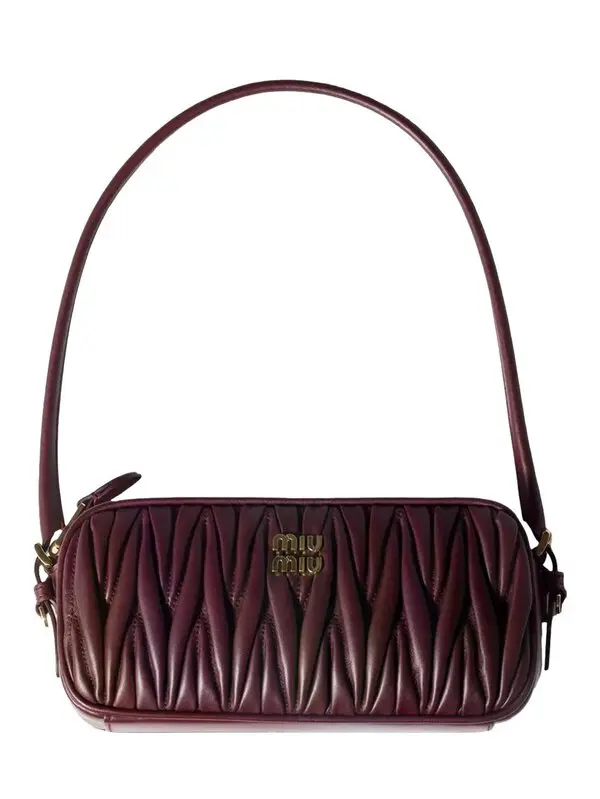 Miu Miu Matelassé Nappa Leather Shoulder Bag - Red