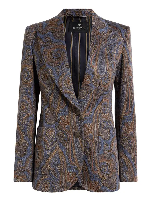 Etro Printed Cotton-blend Blazer - Blue