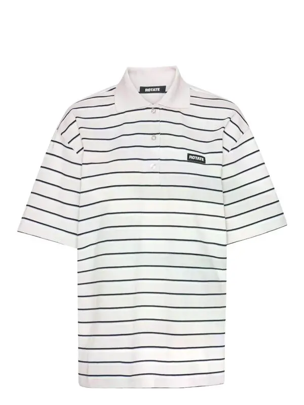 ROTATE BY BIRGER CHRISTENSEN Striped Polo Shirt - Neutrals