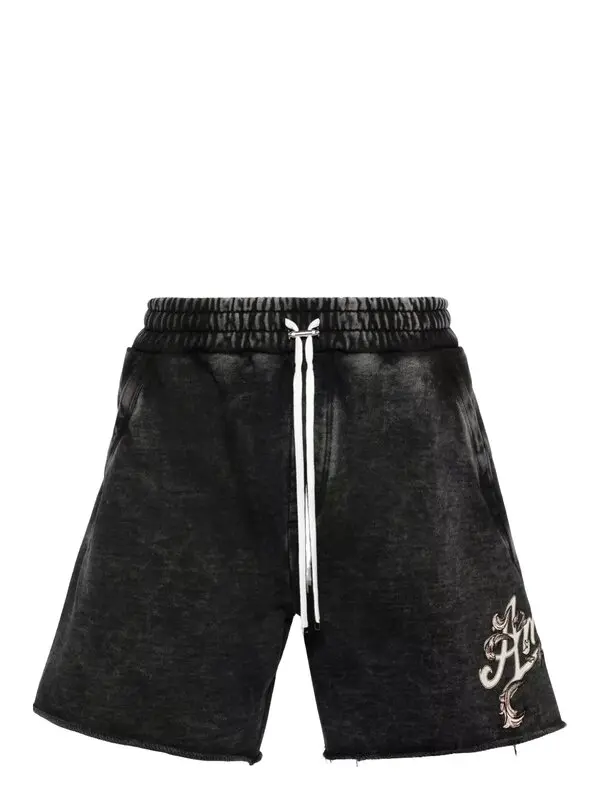 Amiri Filigree Cotton Track Shorts - Black