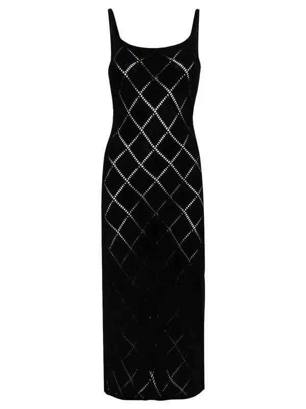 ALOHAS Pointelle-knit Midi Dress - Black