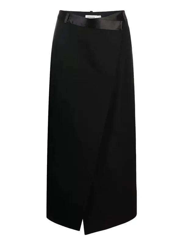 Simkhai Satin-belt Wrap Midi Skirt - Black