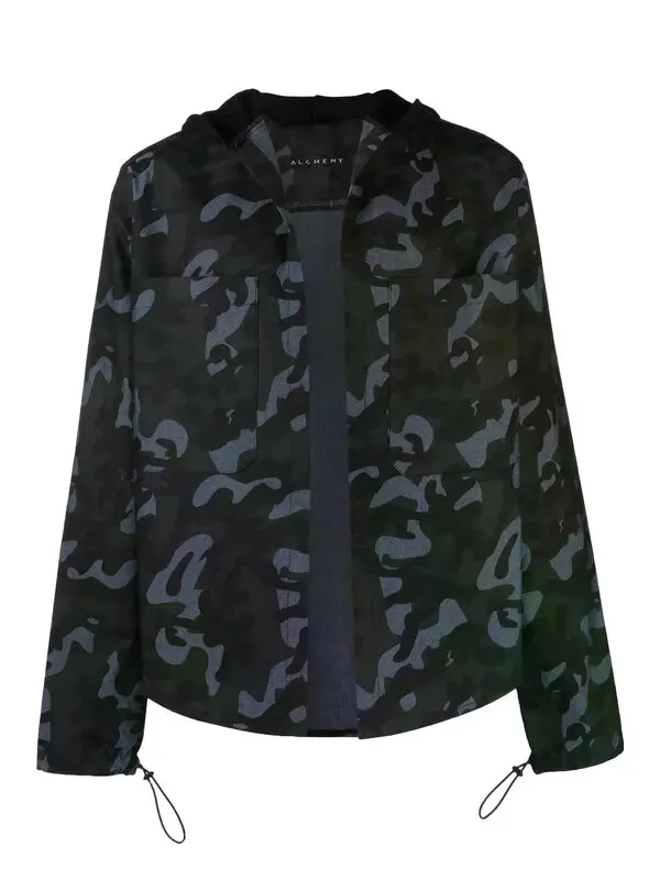 Alchemy Fashions Camouflage-print Hooded Shirt - Blue