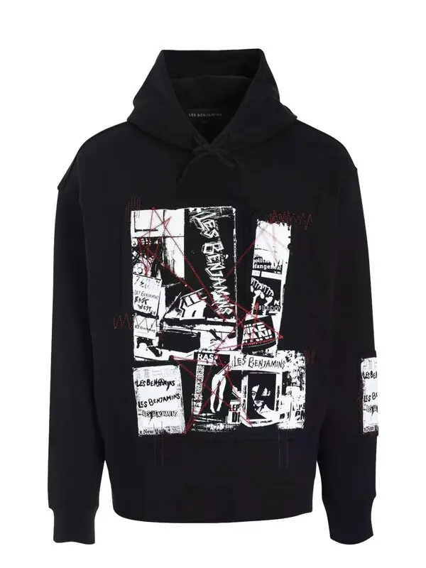 LES BENJAMINS Graphic-print Hoodie - Black