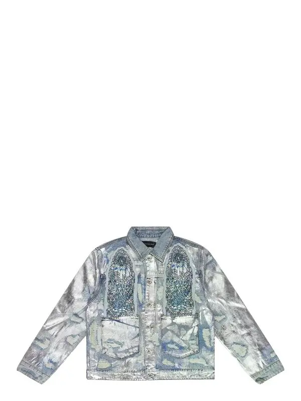 WHO DECIDES WAR Heavy Metal Denim Trunker Jacket - Silver