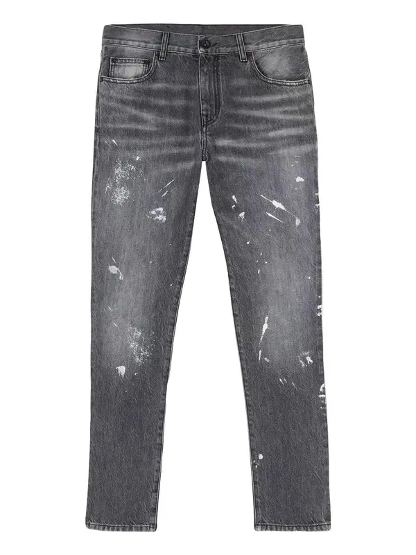 Off-White Diag-stripe Distressed Jeans - Grey