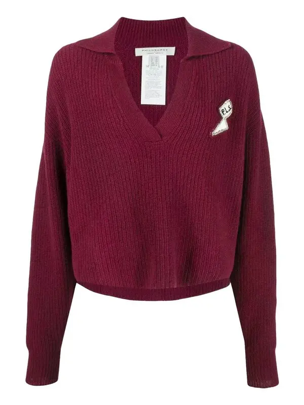 Philosophy Di Lorenzo Serafini Logo-patch Chunky-knit Jumper - Red