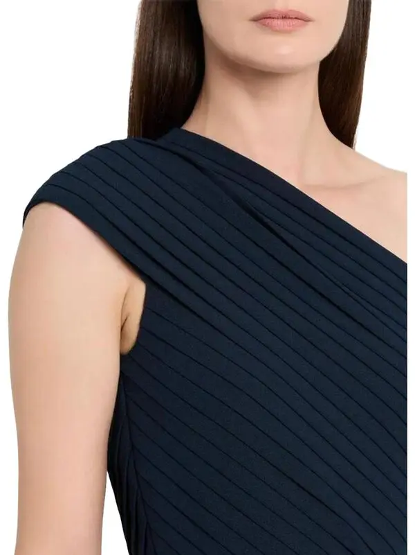 Michael Kors Pleated One-shoulder Gown - Midnight