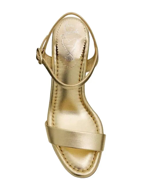 CHRISTIAN LOUBOUTIN 85mm Miss Jane Metallic Leather Sandals - Platine