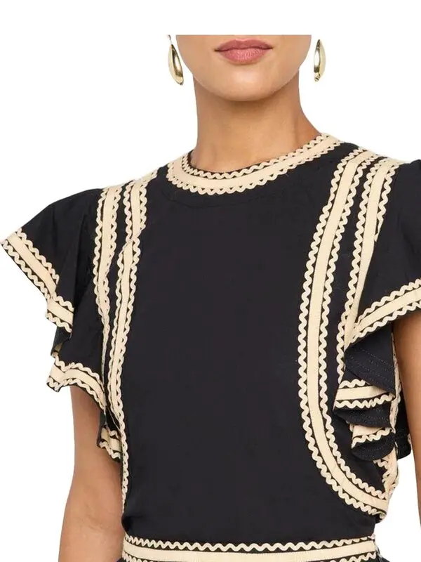 Ulla Johnson Anora Flutter-sleeve Blouse - Noir