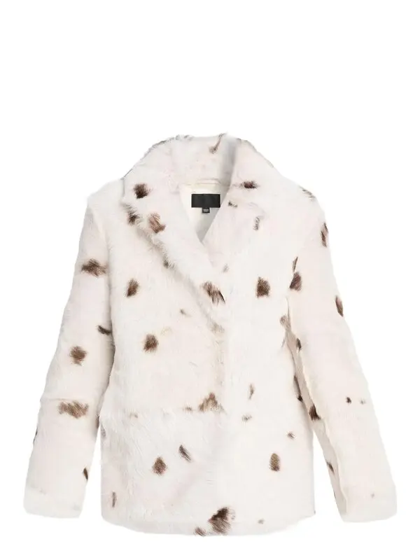 NILI LOTAN Capucine Printed Shearling Coat - Ivory/choc