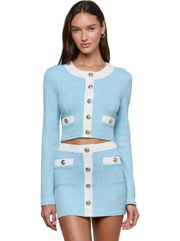 L'Agence Adaline Cardigan Cover-up - Powder Blue/white