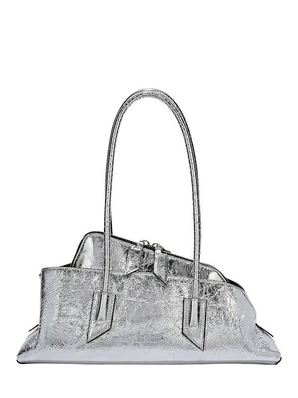 Attico Laminated Leather La Passeggiata Small Shoulder Bag - Silver