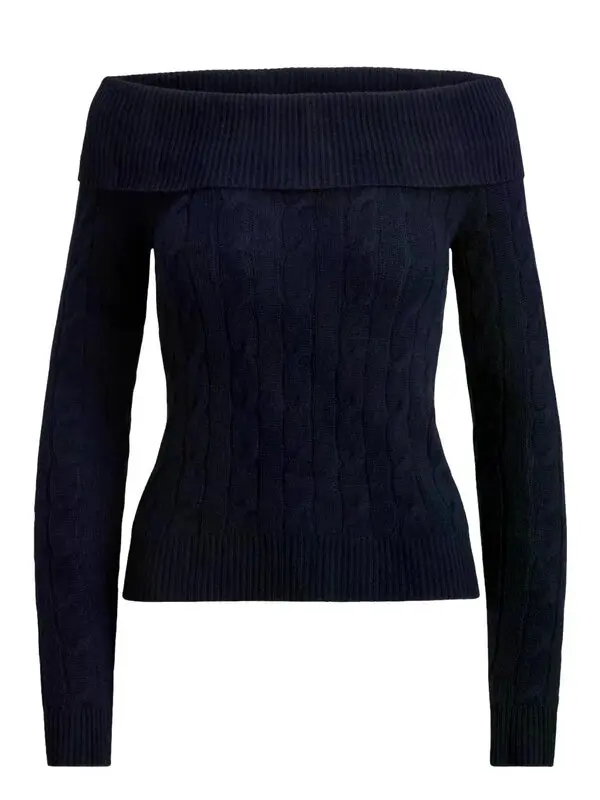 Ralph Lauren Cable-knit Off-the-shoulder Sweater - Blue