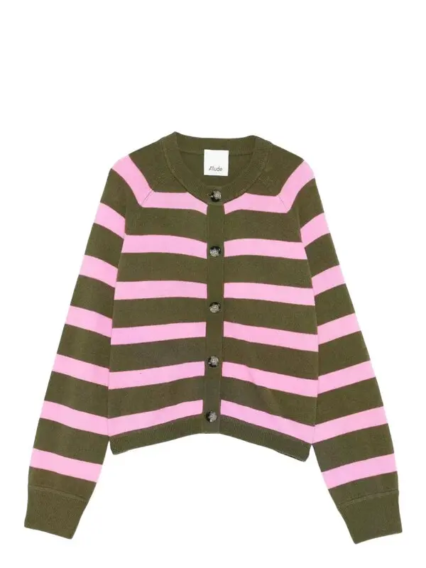 ALLUDE Stripe-pattern Cardigan - Green