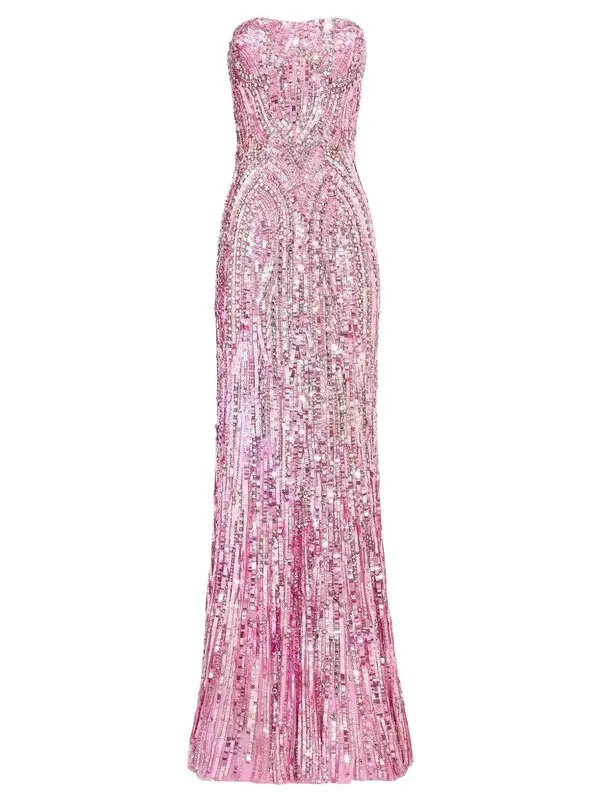 Jenny Packham Sequin-embellished Strapless Gown - Pink