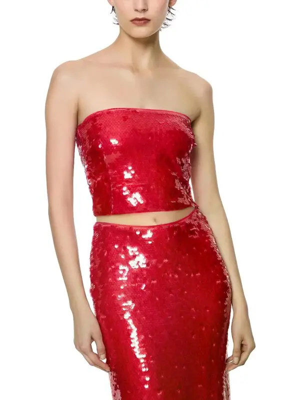 Paris Georgia Mermaid Sequin Strapless Tube Top - Red