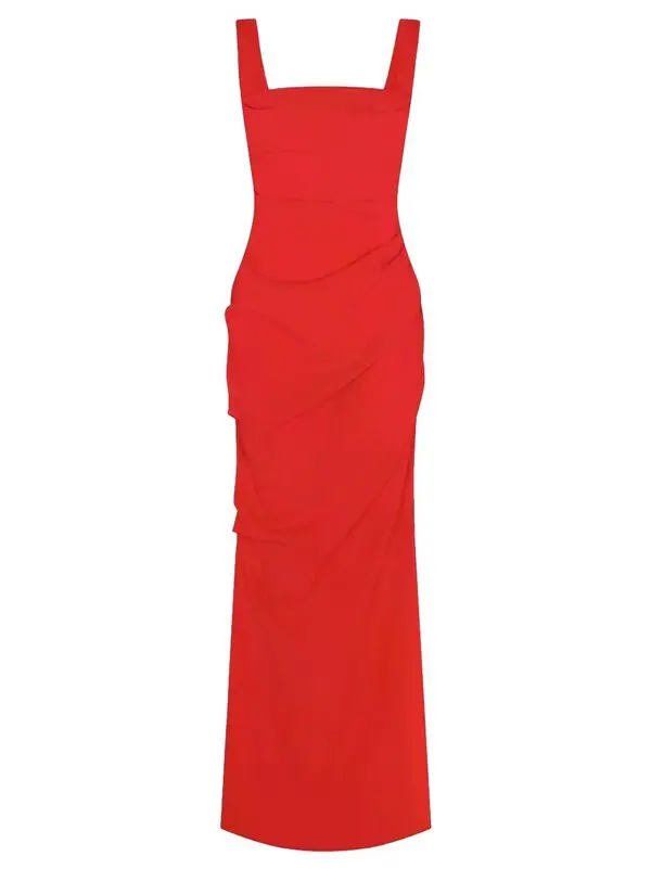 Paris Georgia Square-neck Draped Maxi Dress - Red