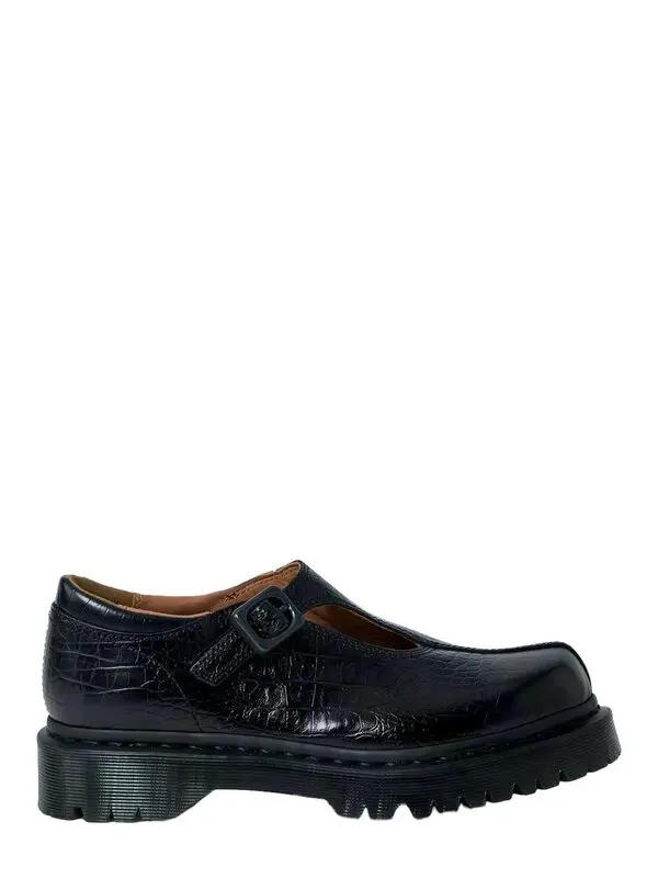 Dr. Martens Rejena Mj Croc-embossed Buckled Shoes - Black