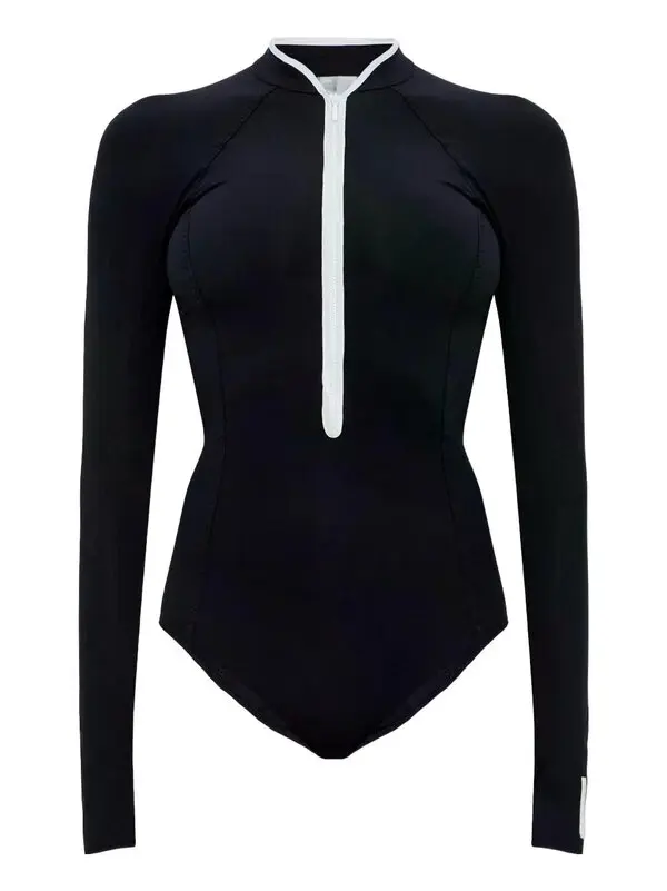 Hunza G Tyra Long-sleeve Zip Swimsuit - Black