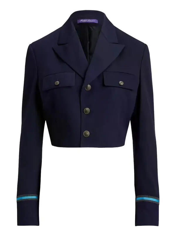 Ralph Lauren Cropped Blazer With Grosgrain Ribbon Trim - Blue