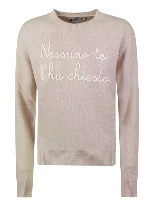 MC2 SAINT BARTH Slogan Embroidery Sweater - Neutrals