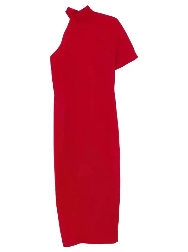 TALLER MARMO Asymmetrical-sleeve Midi Dress - Red