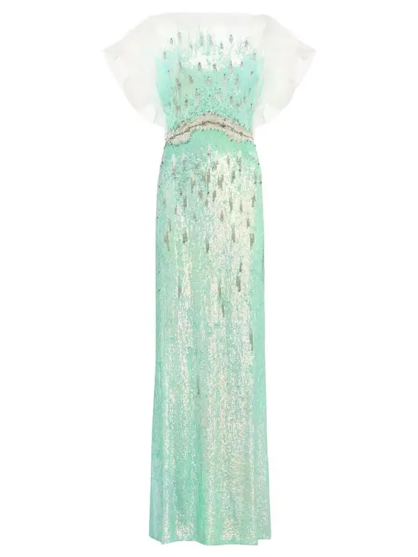 Jenny Packham Magnolia Sequin-embellished Gown - Green