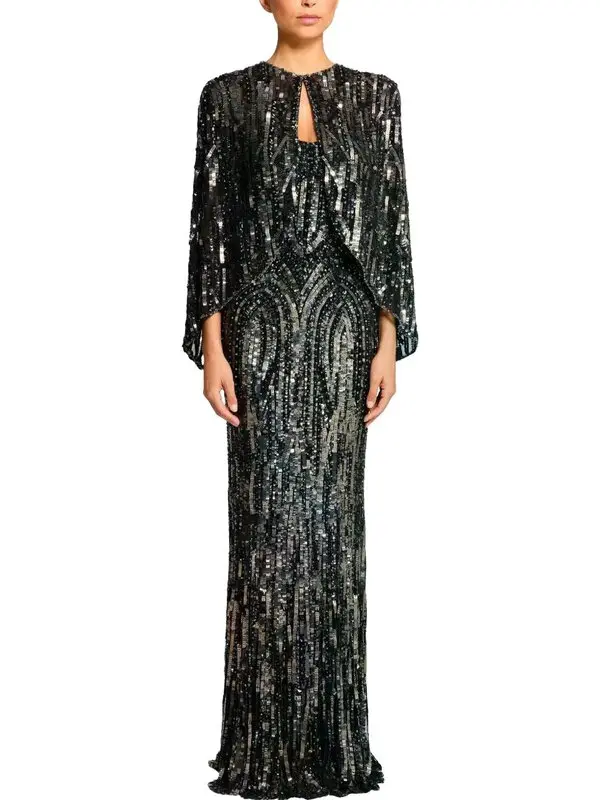 Jenny Packham Sequin-embellished Cape - Grey
