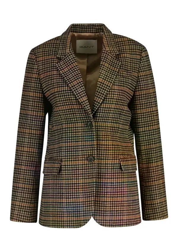 Gant Houndstooth Blazer - Brown