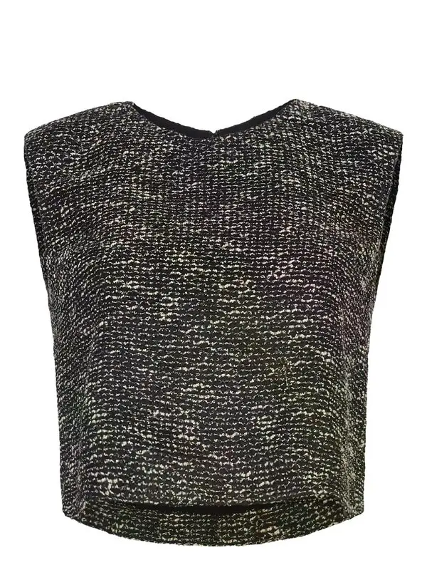 Adam Lippes Mercer Tweed Top - Black