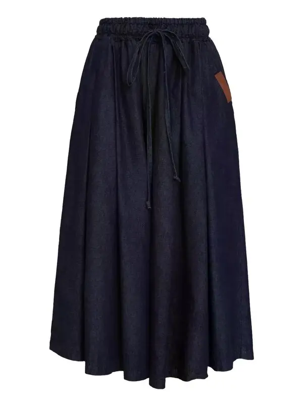 AMAPO Cotton Drawstring Skirt - Blue