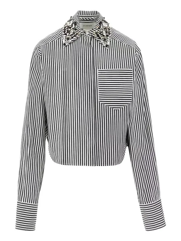 Sportmax Striped Embellished Shirt - White