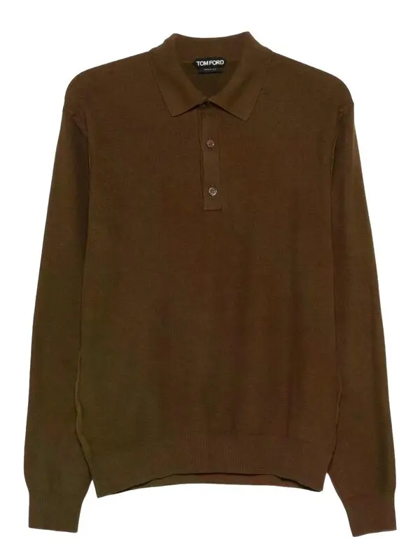 TOM FORD Long-sleeve Polo Shirt - Brown