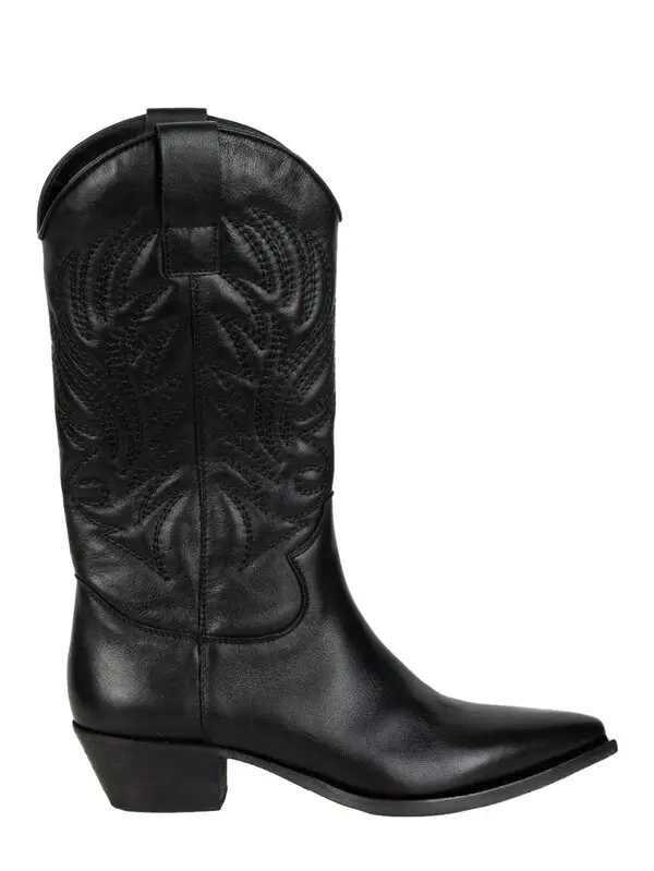LEMAIRE Embroidered Leather Boots - Black