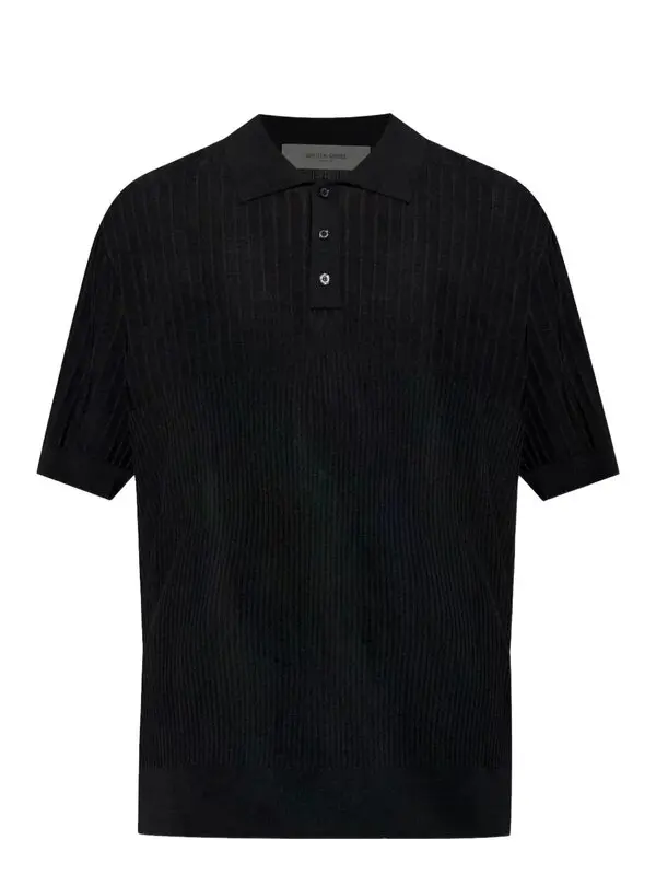 GOLDEN GOOSE Ribbed Button Polo Shirt - Black