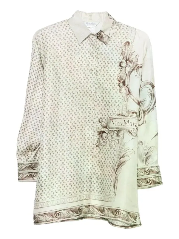 Max Mara Printed Silk Twill Shirt - Neutrals