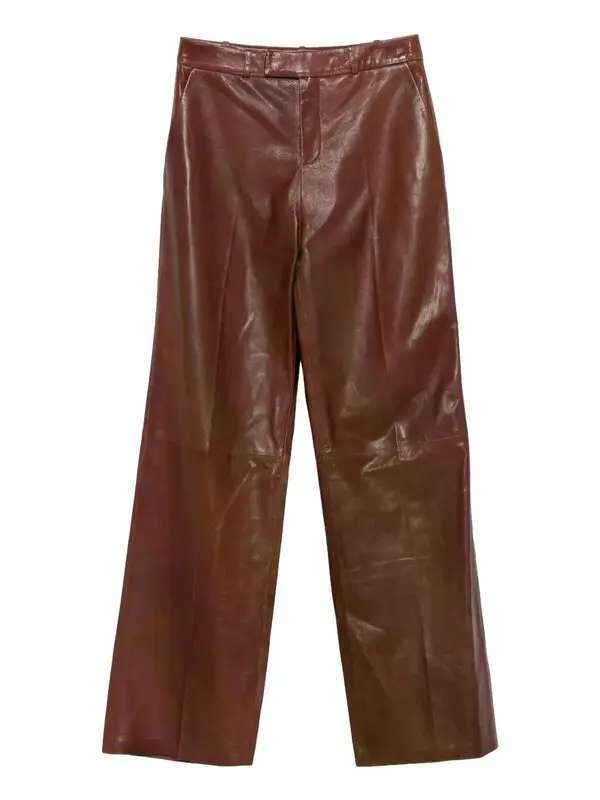 ARMA Leather Straight-leg Trousers - Brown