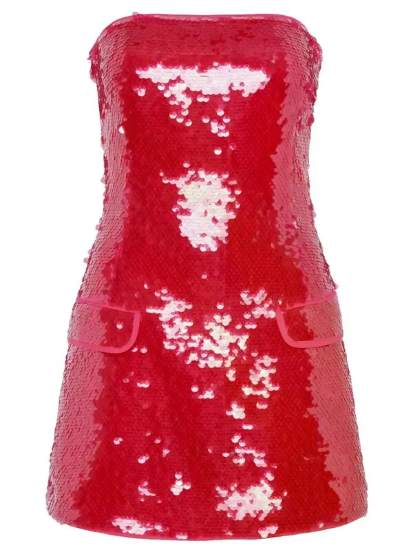 Paris Georgia Mermaid Sequin Strapless Mini Dress - Red