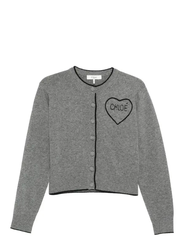 Chloé Heart-motif Buttoned Cardigan - Grey