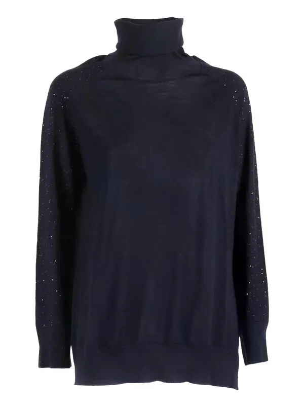 Lorena Antoniazzi Embellished Turtleneck Knit - Blue