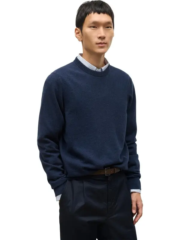 Johnstons Of Elgin Rory Classic Cashmere Crew Jumper - Navy